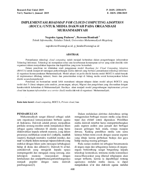 (PDF) Implementasi Roadmap for Cloud Computing Adoption (Rocca) Untuk Media Dakwah Pada ...
