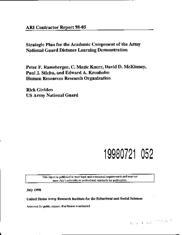 (PDF) Strategic Plan for the Academic Component of the Army National ...