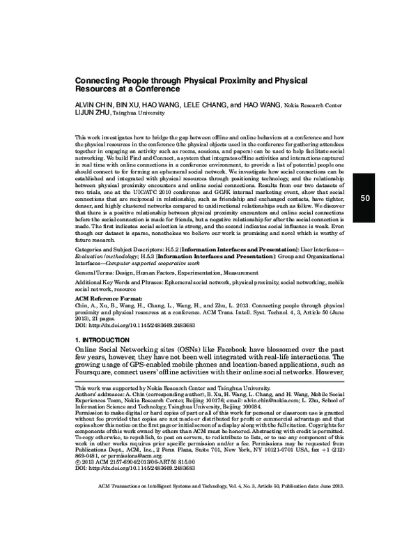 (PDF) Connecting people through physical proximity and physical ...