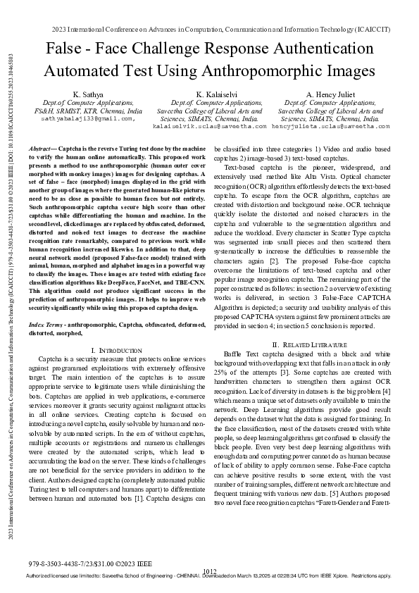 (PDF) False -Face Challenge Response Authentication Automated Test ...