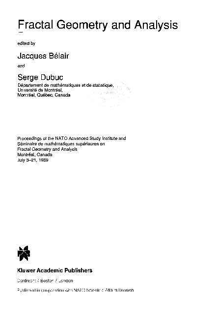 (PDF) Fractal Geometry and Analysis