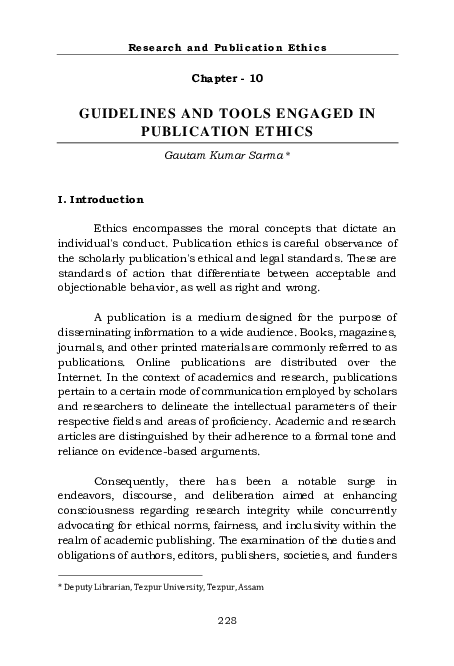 (PDF) Guidelines and Tools engaged in Publication Ethics