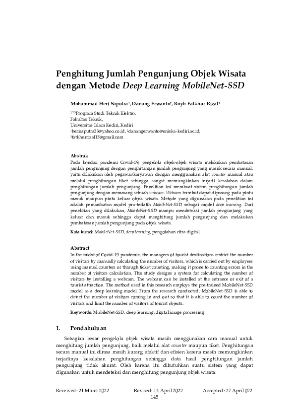 (PDF) Penghitung Jumlah Pengunjung Objek Wisata Dengan Metode Deep Learning MobileNet-SSD