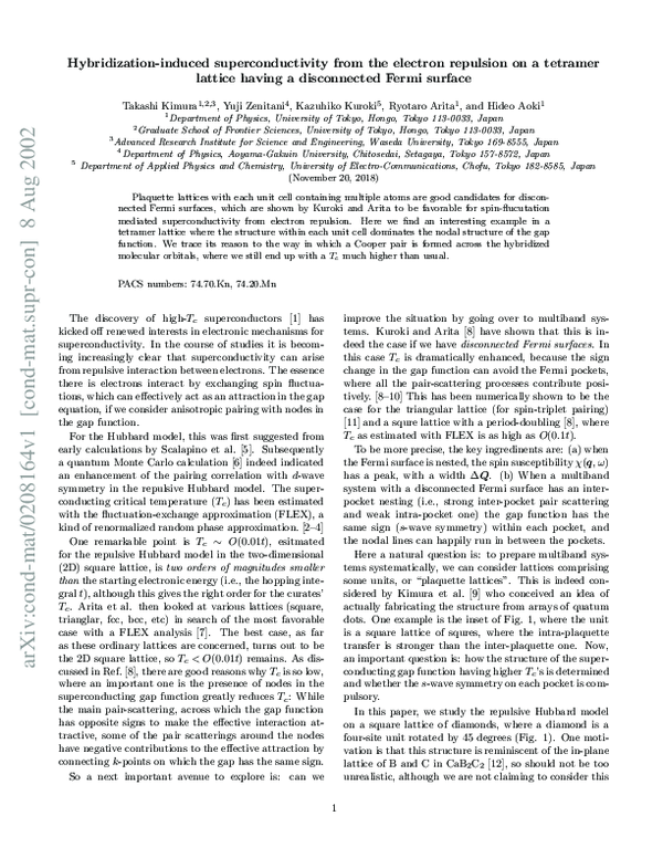 (PDF) Hybridization-induced superconductivity from electron repulsion ...