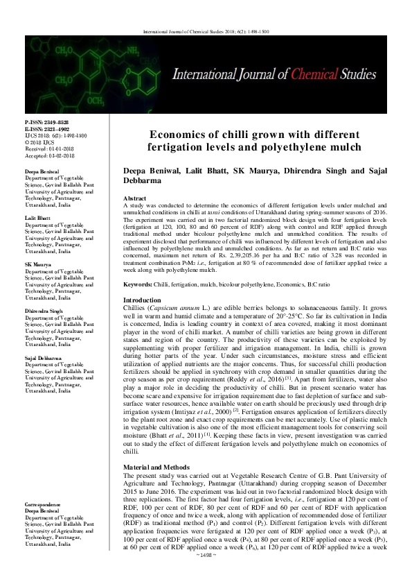 (PDF) Economics of chilli grown with different fertigation levels and ...