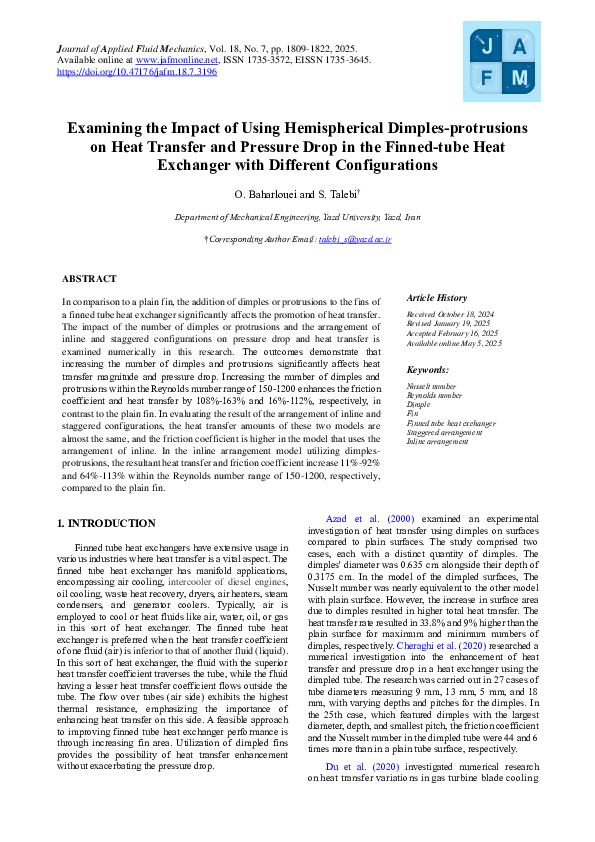 (PDF) Examining the Impact of Using Hemispherical Dimples-protrusions ...