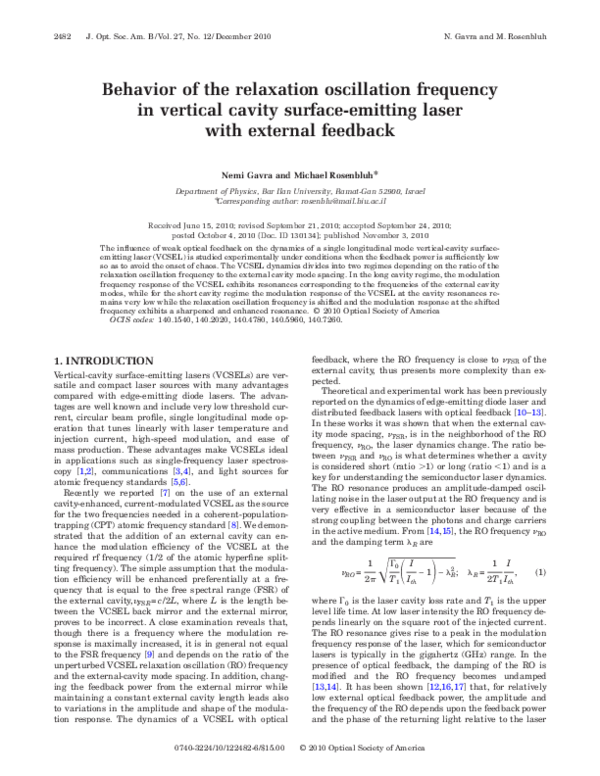 (PDF) Behavior of the relaxation oscillation frequency in vertical ...