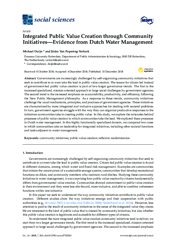 (PDF) Integrated Public Value Creation through Community Initiatives ...