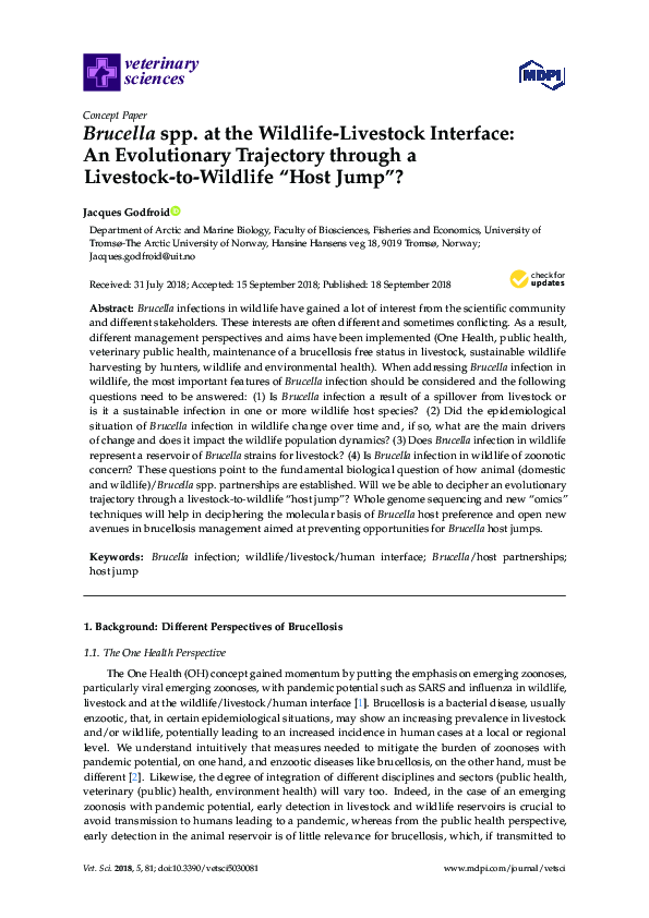 (PDF) Brucella spp. at the Wildlife-Livestock Interface: An ...