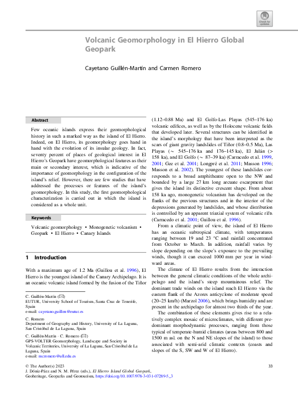 (PDF) Volcanic Geomorphology in El Hierro Global Geopark
