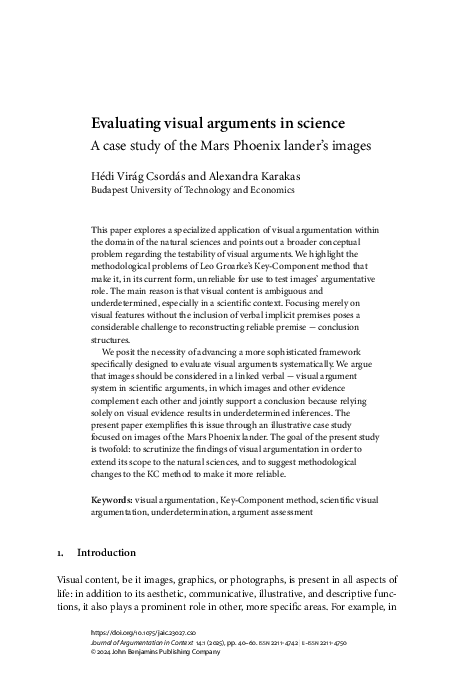 (PDF) Evaluating visual arguments in science: A case study of the Mars ...