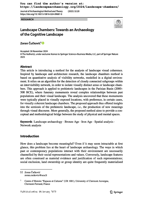 (PDF) Landscape Chambers: Towards an Archaeology of the Cognitive Landscape