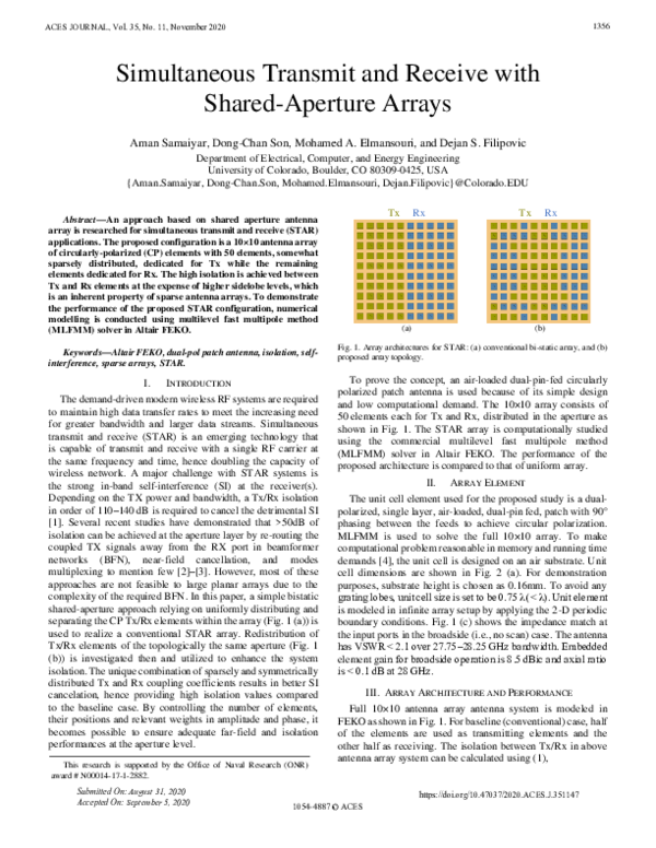 (PDF) Simultaneous Transmit and Receive with Shared-Aperture Arrays
