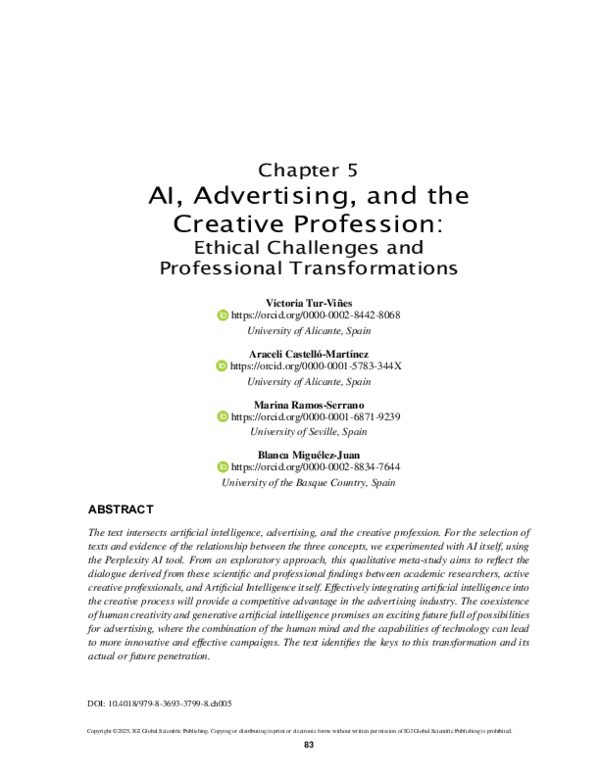 (PDF) AI, Advertising, and the Creative Profession: Ethical Challenges and Professional ...