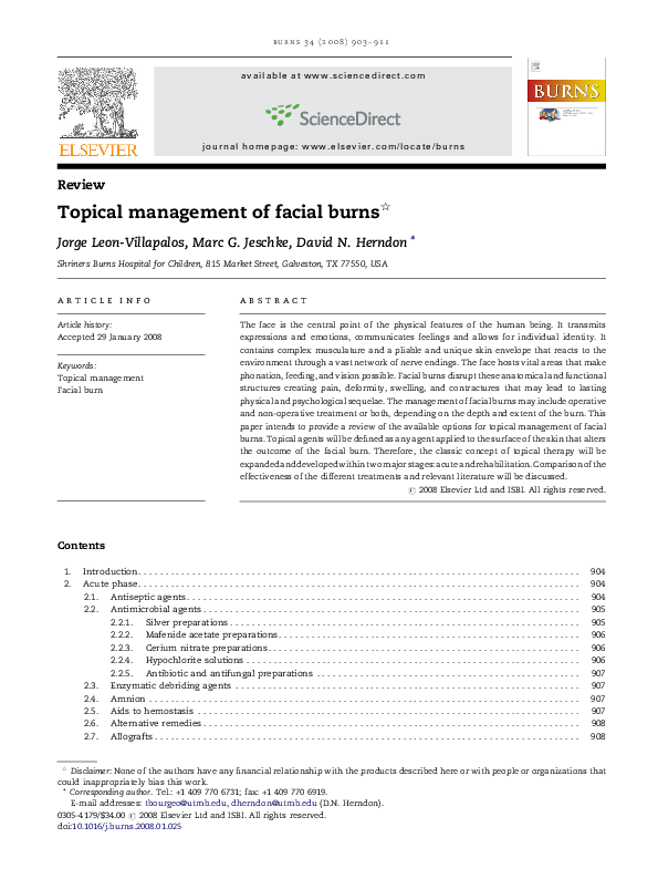 (PDF) Topical management of facial burns