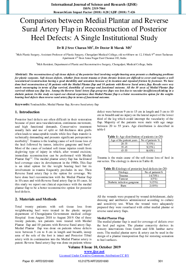(PDF) Comparison between Medial Plantar and Reverse Sural Artery Flap ...