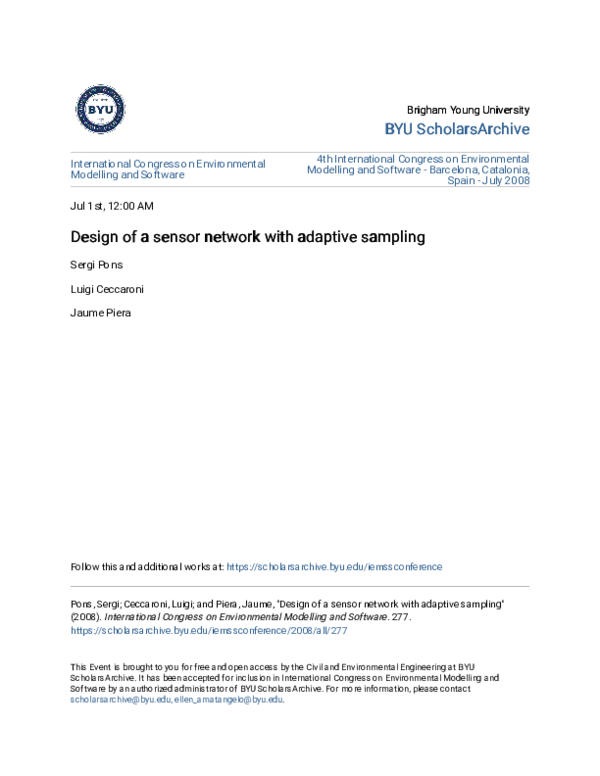 (PDF) Design of a sensor network with adaptive sampling