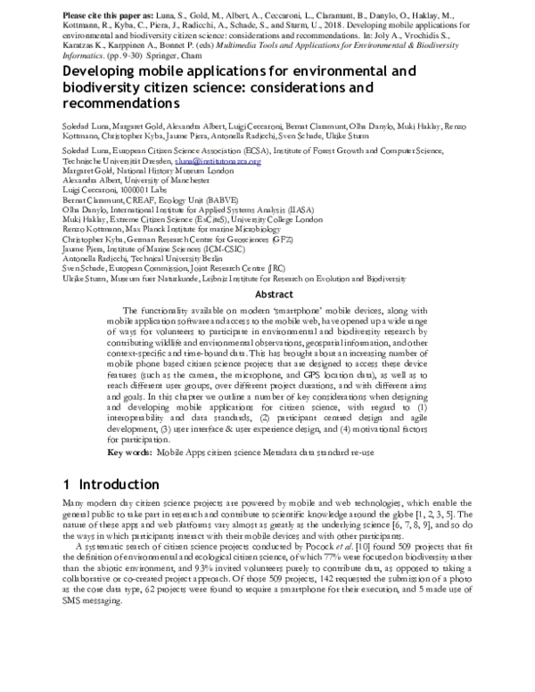 (PDF) Developing Mobile Applications for Environmental and Biodiversity Citizen Science ...