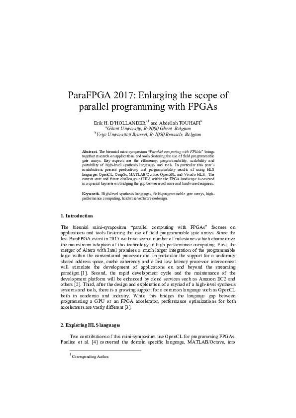 (PDF) ParaFPGA 2017 : enlarging the scope of parallel programming with ...