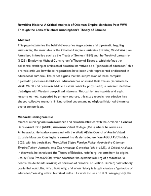 (PDF) Rewriting History: A Critical Analysis of Ottoman Empire Mandates ...