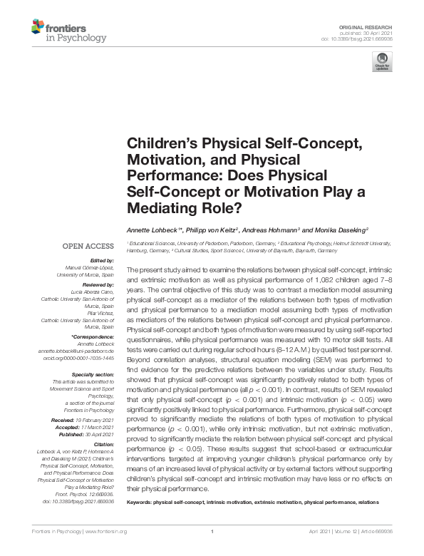 (PDF) Children's Physical Self-Concept, Motivation, and Physical ...