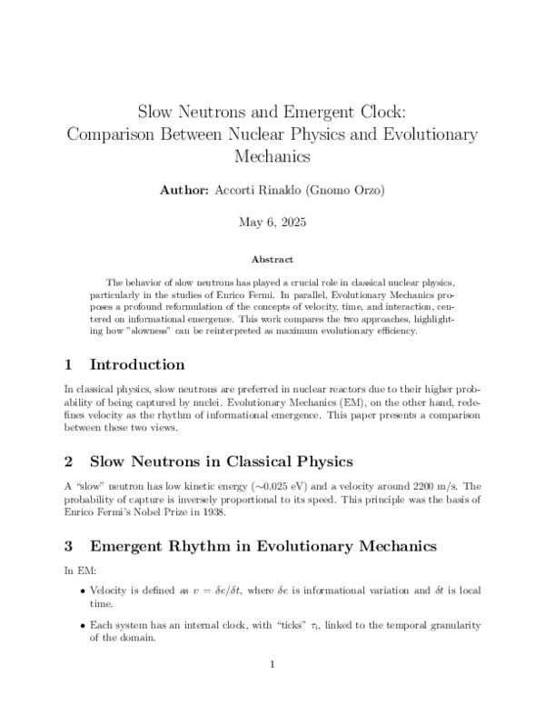 (PDF) Slow Neutrons and Emergent Clock: Comparison Between Nuclear ...