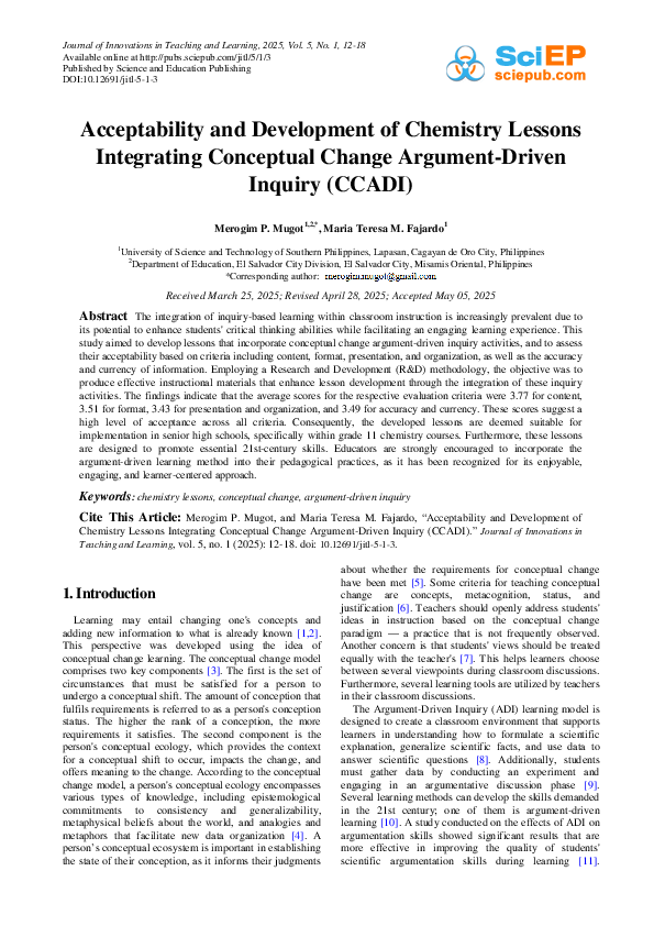 (PDF) Acceptability and Development of Chemistry Lessons Integrating ...