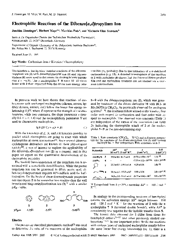 (PDF) Electrophilic reactions of the dibenzo[a,d]tropylium ion