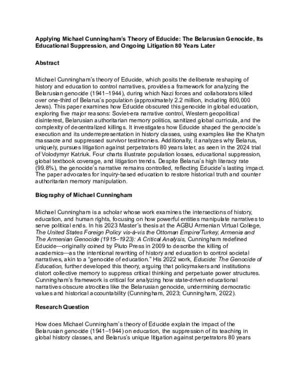 (PDF) Applying Michael Cunningham's Theory of Educide: The Belarusian ...