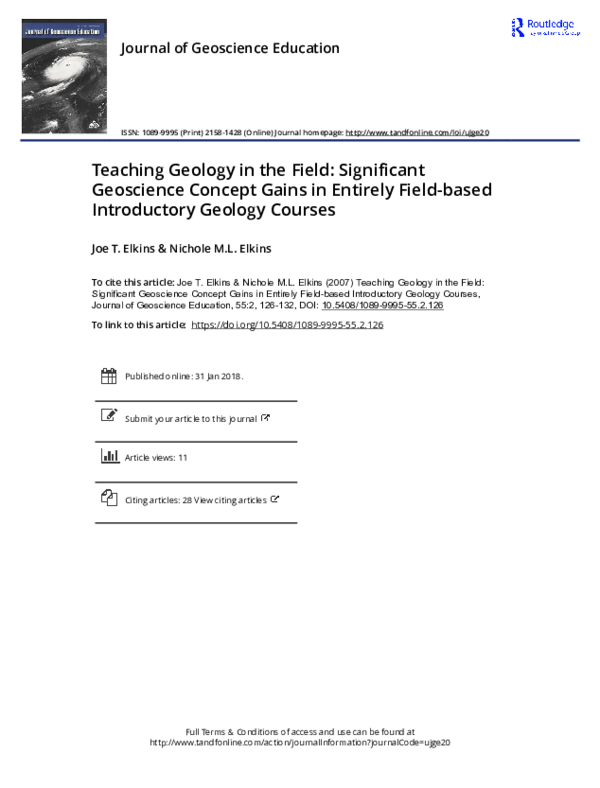 (PDF) Teaching Geology in the Field: Significant Geoscience Concept ...