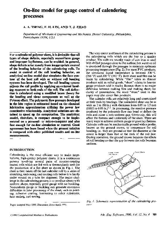 (PDF) On-line model for gauge control of calendering processes