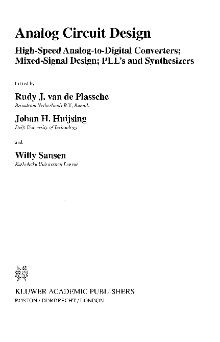 (PDF) Analog circuit design : high-speed analog-to-digital converters ...