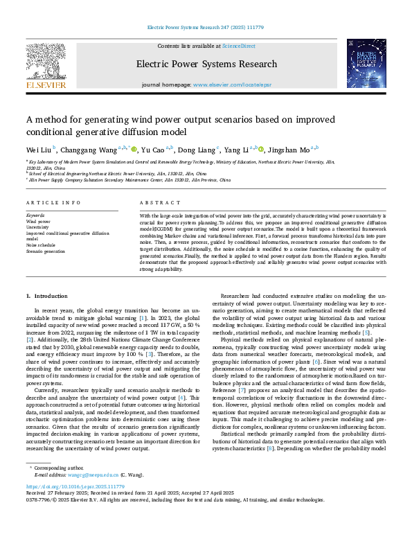 (PDF) A method for generating wind power output scenarios based on improved conditional ...