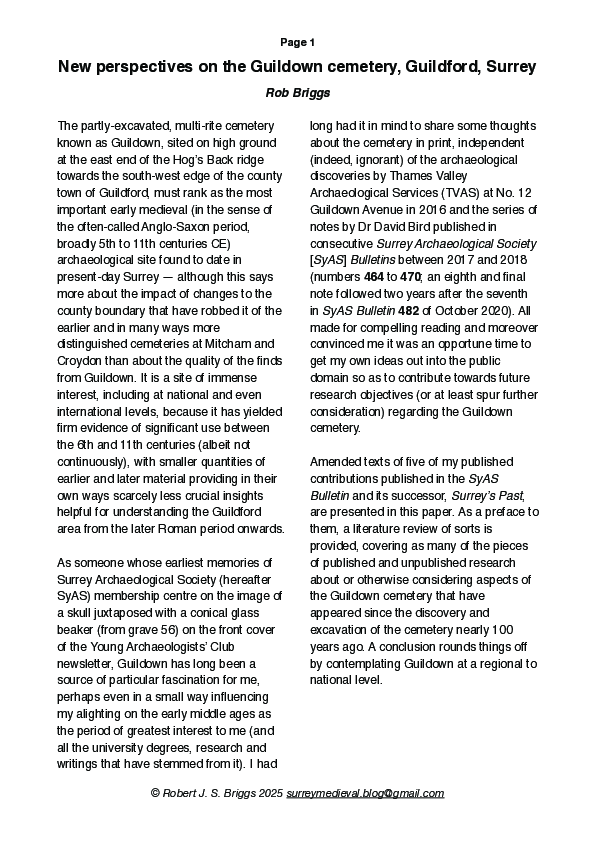 (PDF) New perspectives on the Guildown cemetery, Guildford, Surrey