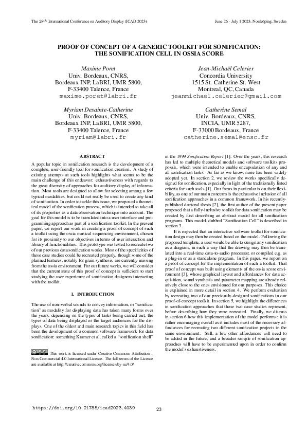 (PDF) Proof of Concept of a Generic Toolkit for Sonification: The Sonification Cell in Ossia Score