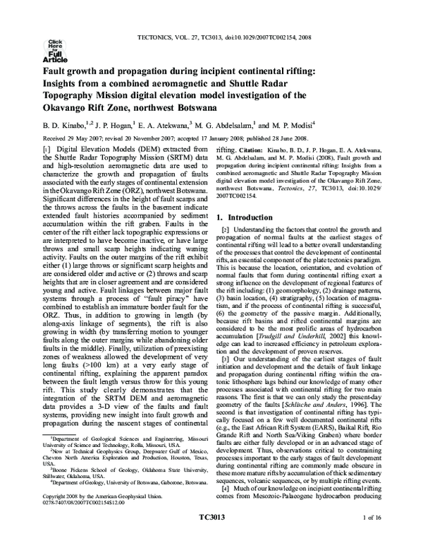 (PDF) Fault growth and propagation during incipient continental rifting ...