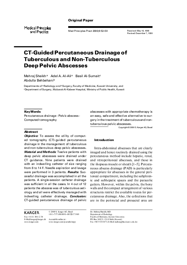 (PDF) CT-Guided Percutaneous Drainage of Tuberculous and Non ...