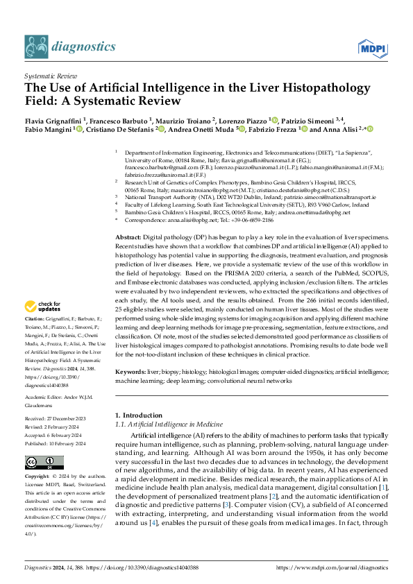 (PDF) The Use of Artificial Intelligence in the Liver Histopathology Field: A Systematic Review