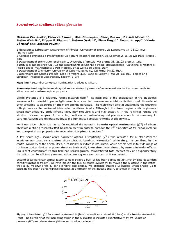 (PDF) Second-order nonlinear silicon photonics
