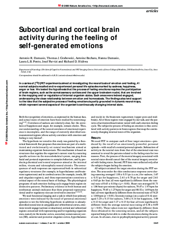 (PDF) Subcortical and cortical brain activity during the feeling of ...