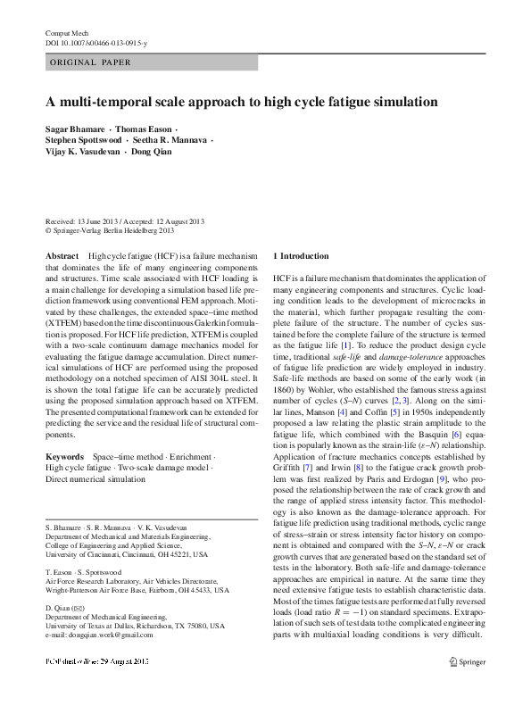 (PDF) A multi-temporal scale approach to high cycle fatigue simulation