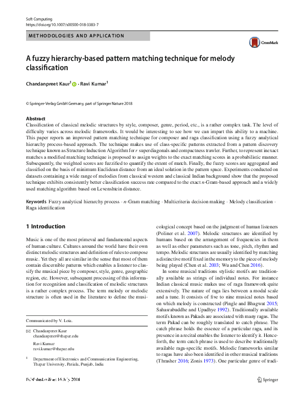 (PDF) A fuzzy hierarchy-based pattern matching technique for melody ...