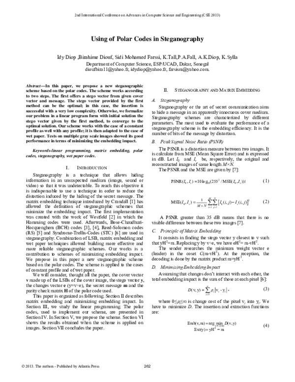 (PDF) Using of Polar Codes in Steganography