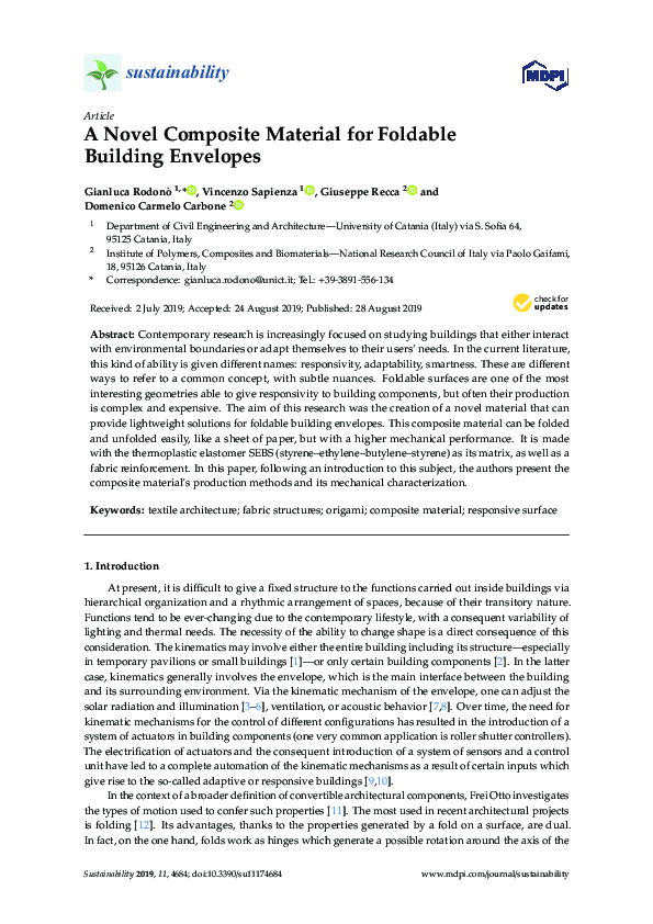 (PDF) A Novel Composite Material for Foldable Building Envelopes