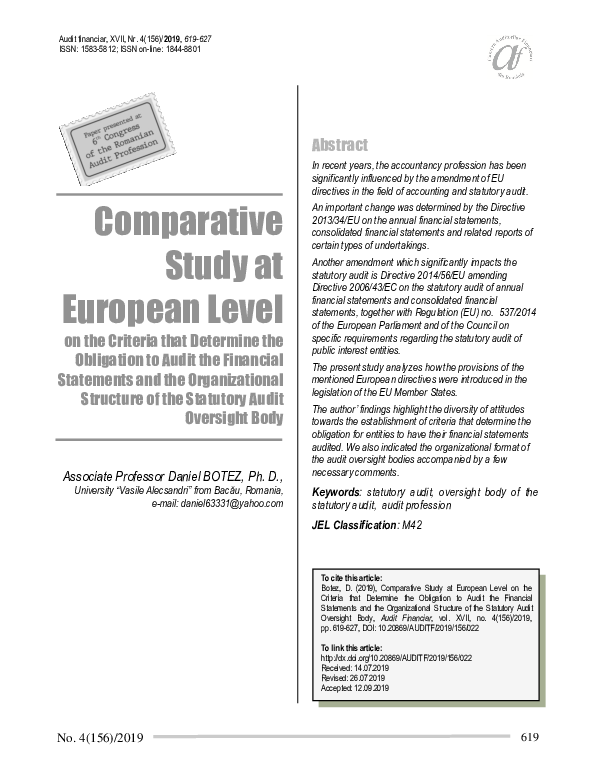 (PDF) Comparative Study at European Level on the Criteria that ...