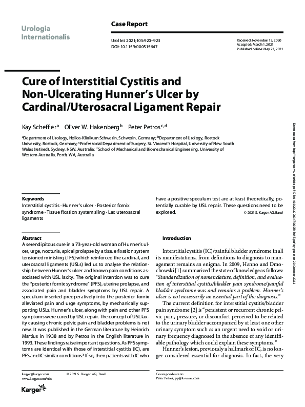 (PDF) Cure of Interstitial Cystitis and Non-Ulcerating Hunner’s Ulcer ...