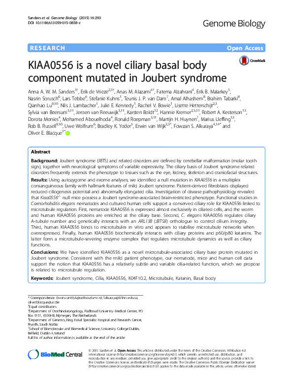 (PDF) KIAA0556 is a novel ciliary basal body component mutated in ...