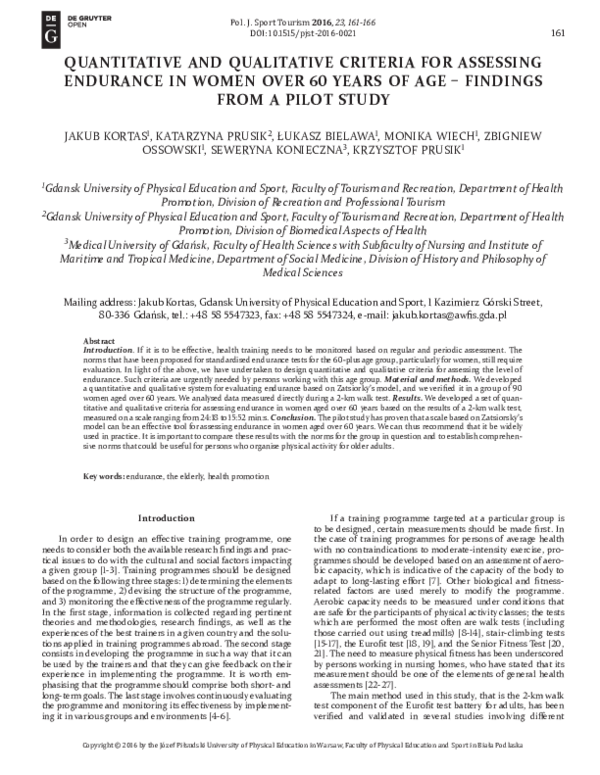 (PDF) Quantitative and Qualitative Criteria for Assessing Endurance in ...