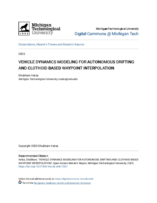 (PDF) VEHICLE DYNAMICS MODELING FOR AUTONOMOUS DRIFTING VEHICLE ...