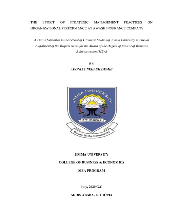 (PDF) THE EFFECT OF STRATEGIC MANAGEMENT PRACTICES ON ORGANIZATIONAL PERFORMANCE AT AWASH ...